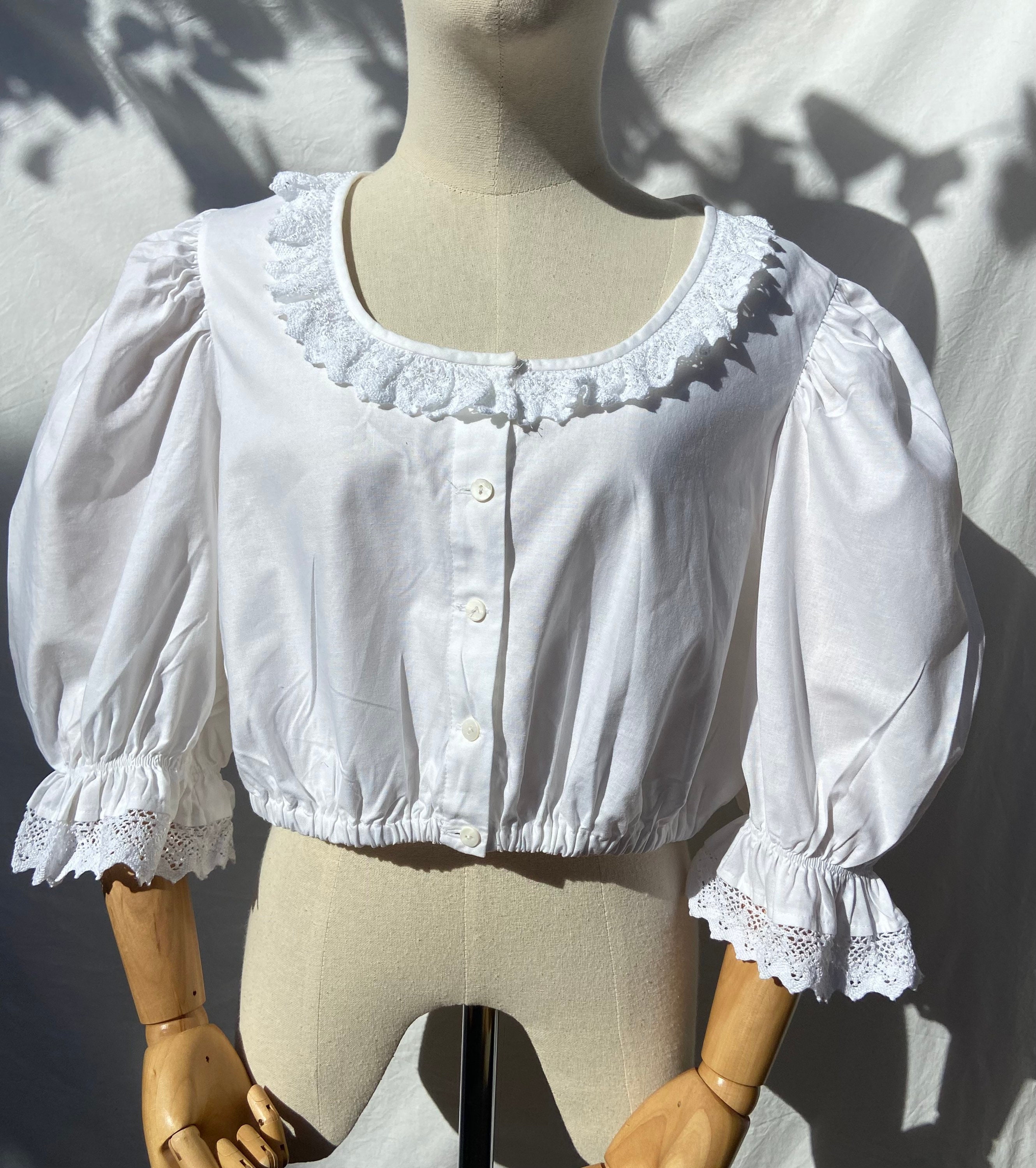 Vintage Austrian Dirndl Trachten Puff Sleeved Crop Blouse M - Etsy