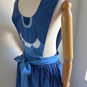 Vintage Blue Austrian Dirndl Trachten Patchwork Apron Cotton Dress Size ...