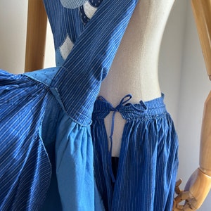 Vintage Blue Austrian Dirndl Trachten Patchwork Apron Cotton Dress Size ...
