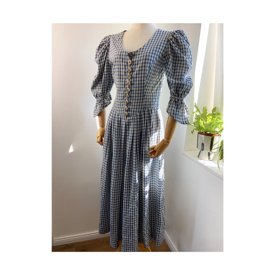 Vintage Austrian Dirndl Trachten Checkered Folk Dress XS/S - Etsy