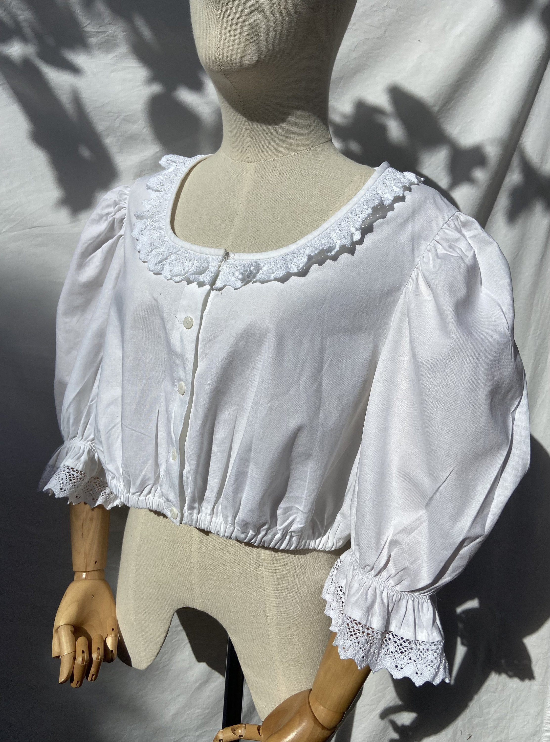 Vintage Austrian Dirndl Trachten Puff Sleeved Crop Blouse M - Etsy
