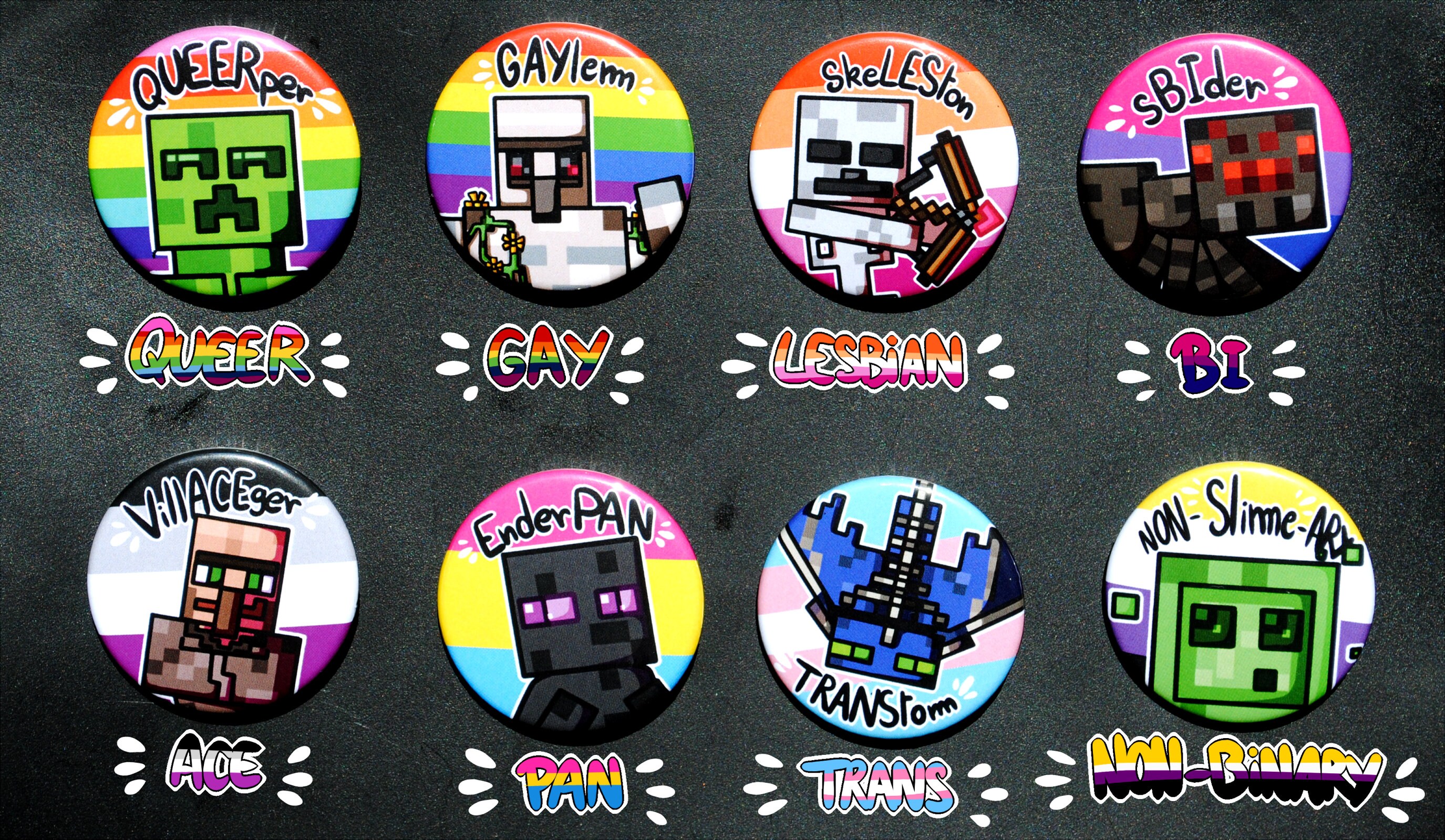 Minecraft Pride Button Badges 45mm queer Gay Lesbian - Etsy