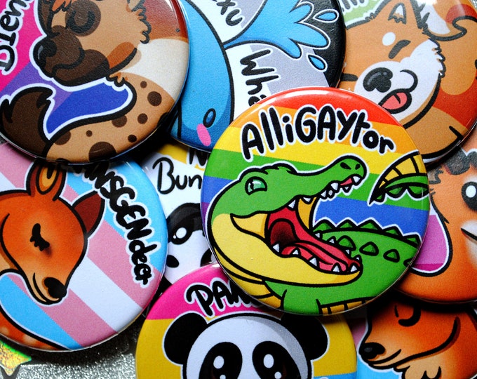 LGBTQ Pride Animals Button Badges 45mm series 1 gay, Lesbian, Bisexual ...