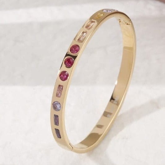 Gemstone Bangle Bracelet Gold Bangle Multi Crystal Bracelet - Etsy