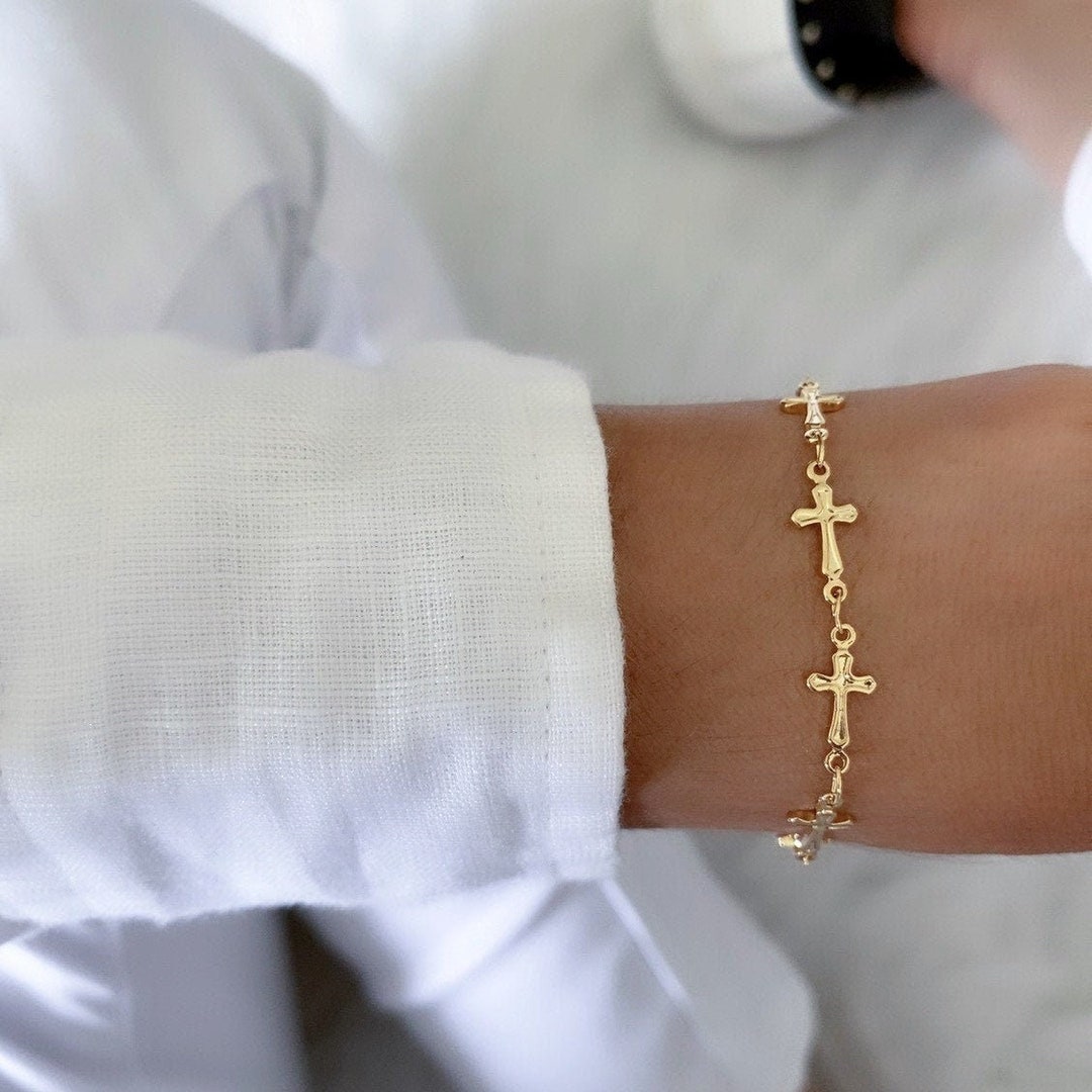 Multi Cross Bracelet for Women, Sideway Cross Bracelet, Cross Jewelry ...