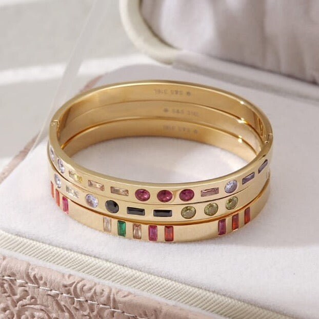 Gemstone Bangle Bracelet Gold Bangle Multi Crystal Bracelet - Etsy