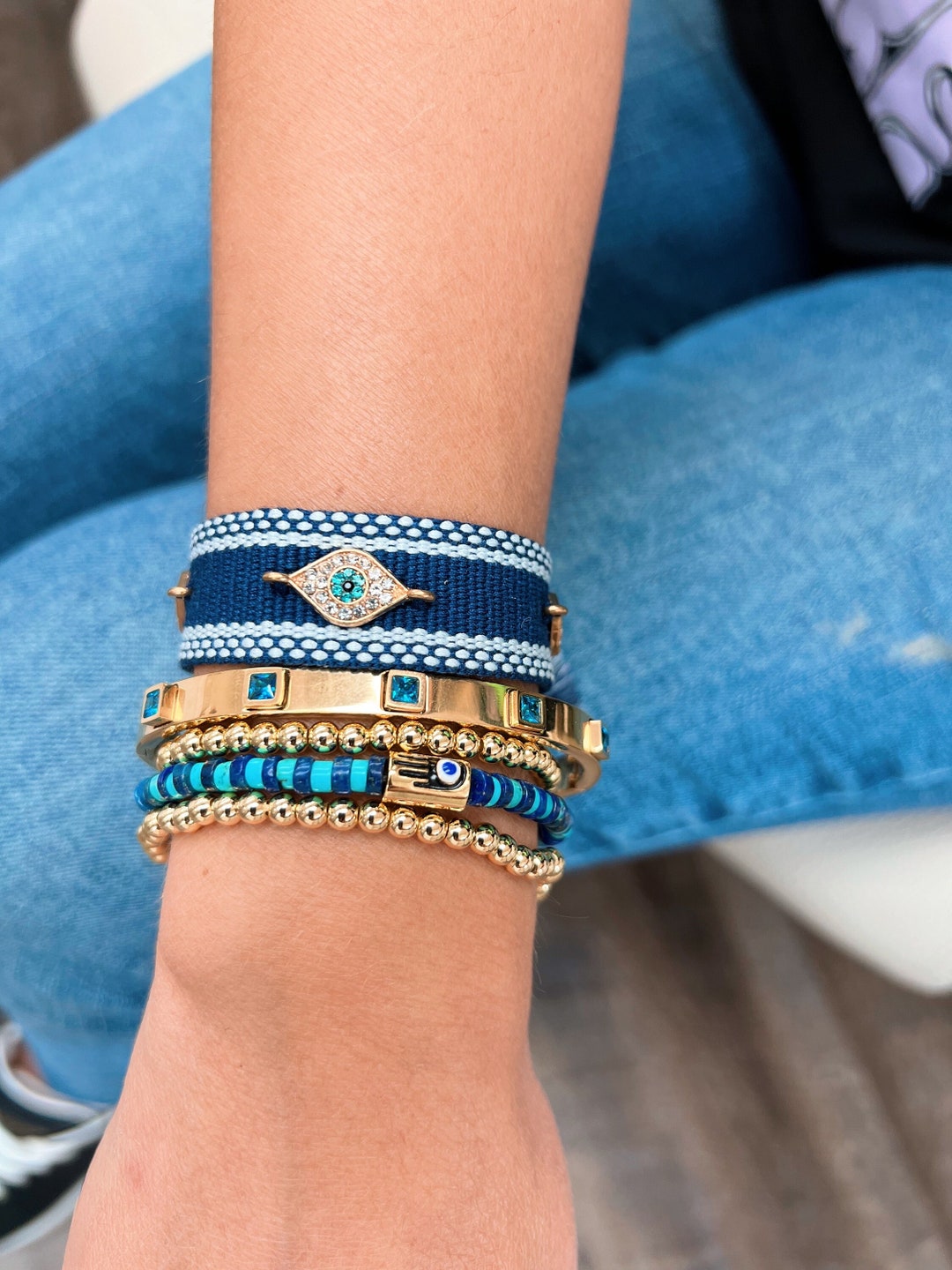 Greek Evil Eye Bracelet Evil Eye String Bracelet Silver Evil - Etsy