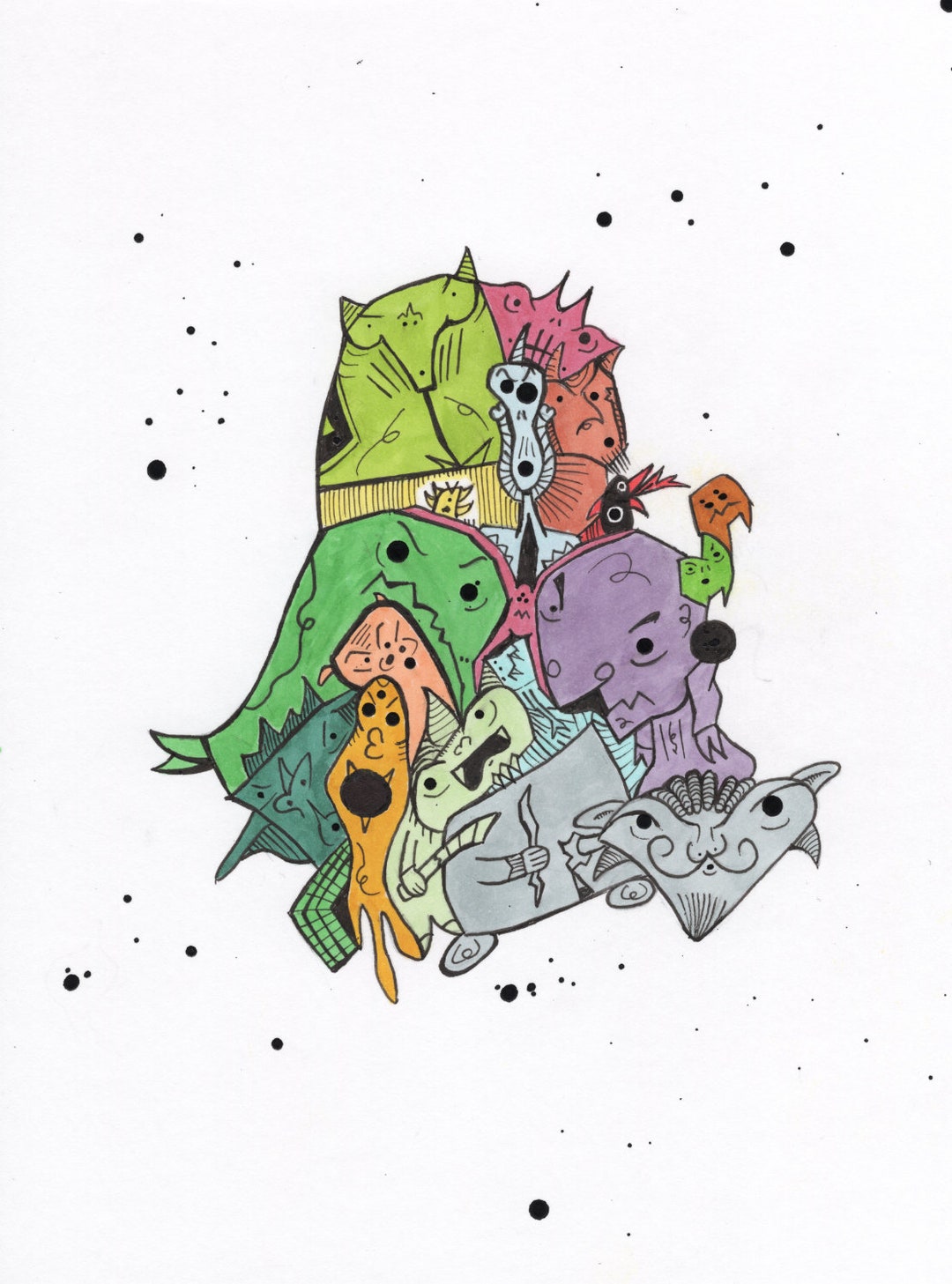 The Goon Squad - Original Hand-drawn Color Illustration | 6x8 Inch ...