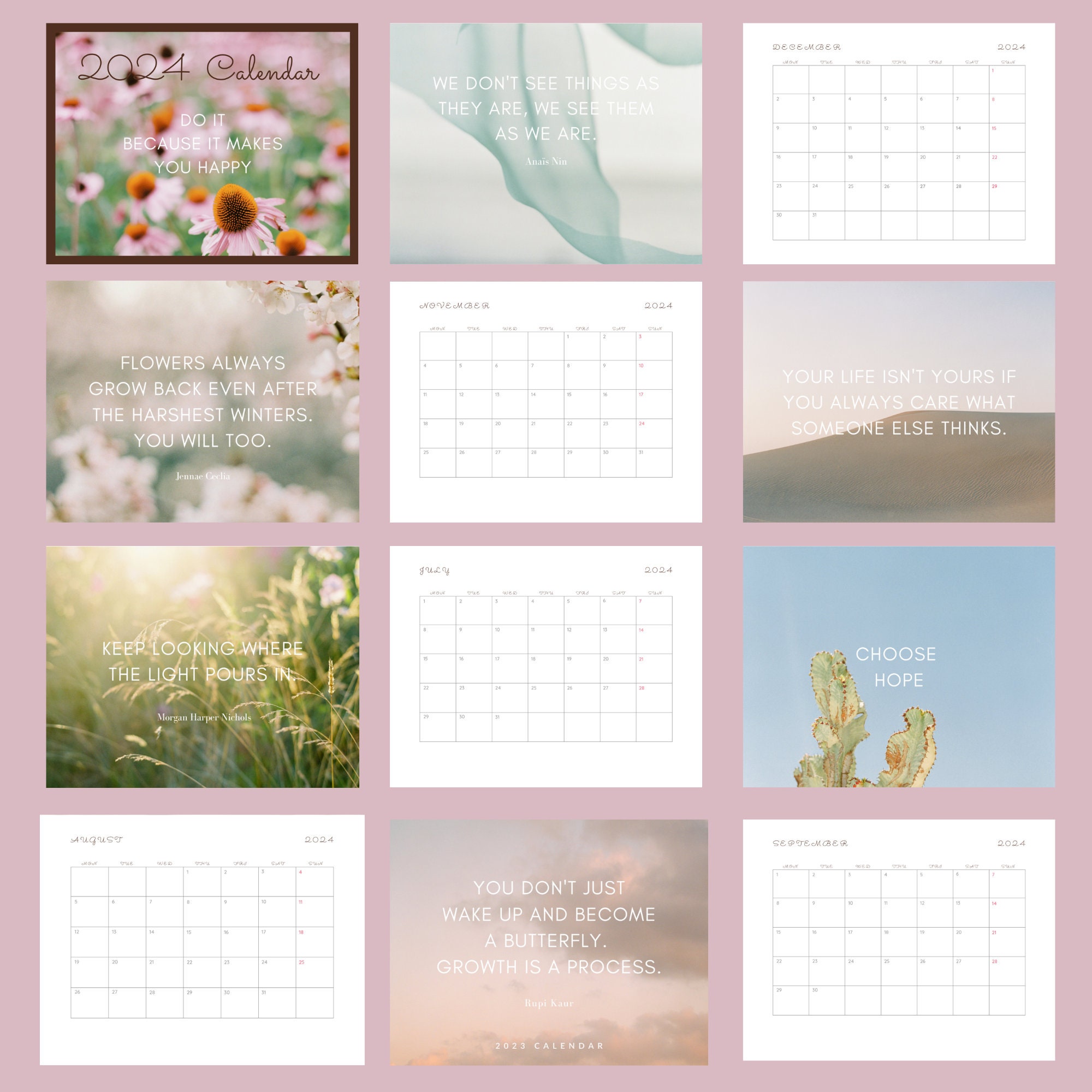 2024 Motivational Digital Wall Planning Calendar | Inspirational ...