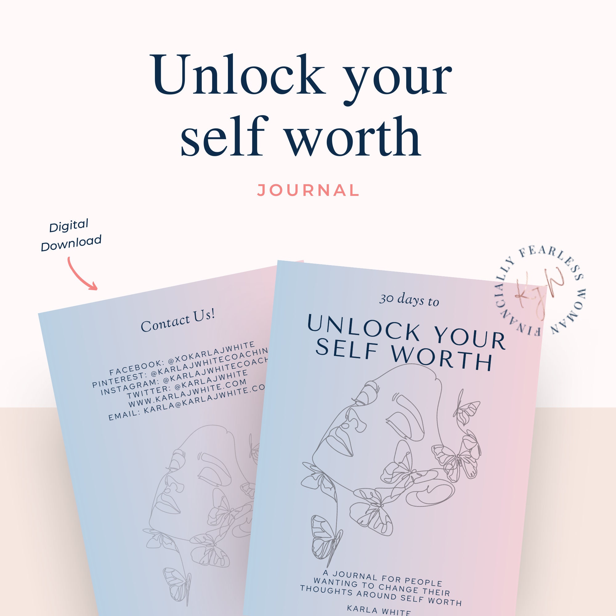 Unlock Your Self Worth Journal With Self Love Affirmations | Self ...