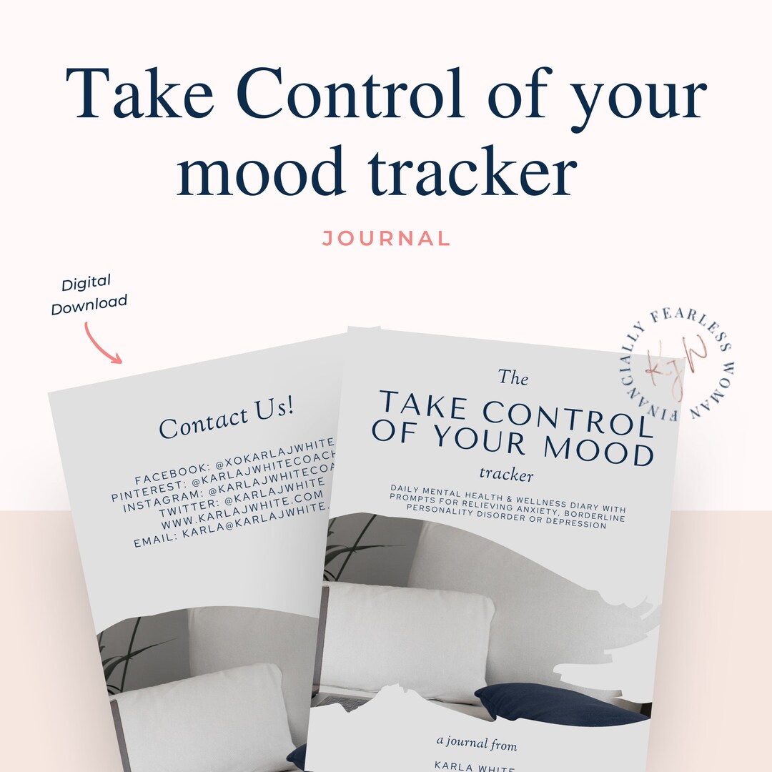 Control Your Mood Tracker Journal | 4 Week Day Mood Tracker | Monitor ...