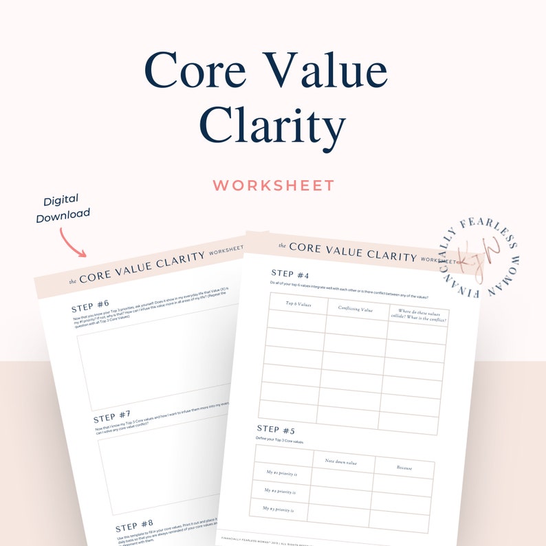 Core Value Clarity Worksheet - Etsy