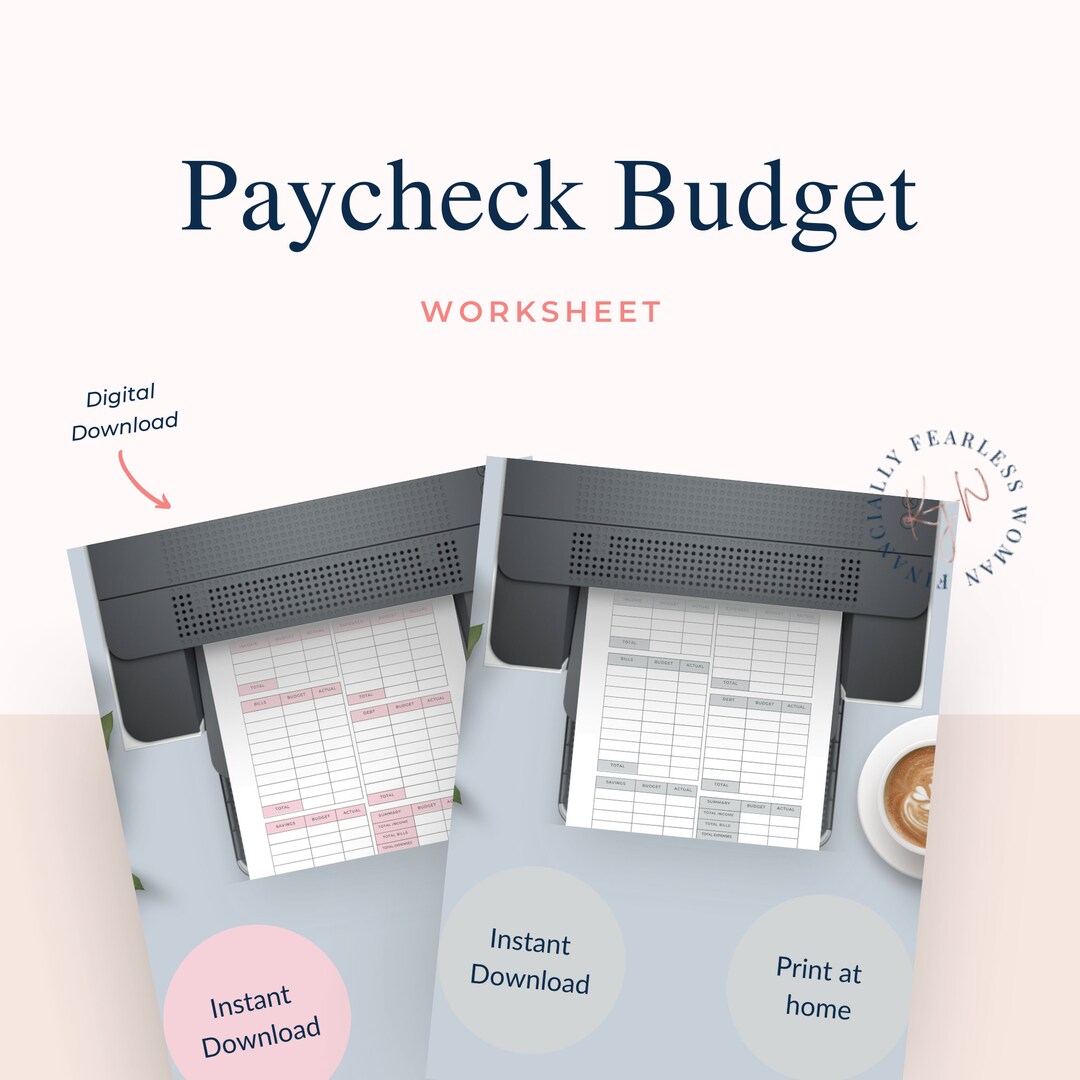 Paycheck Budget - Paycheck Expense Tracker - Paycheck Printable - PDF ...