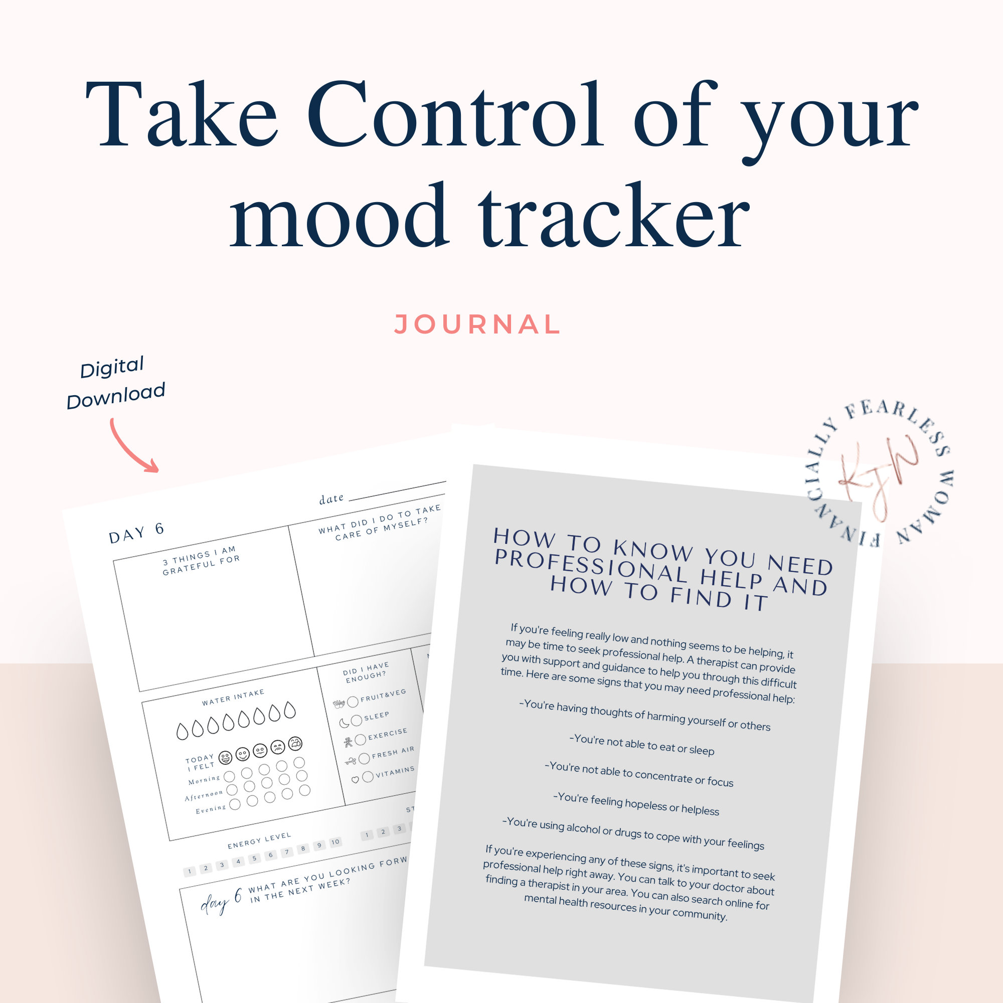 Control Your Mood Tracker Journal | 4 Week Day Mood Tracker | Monitor ...