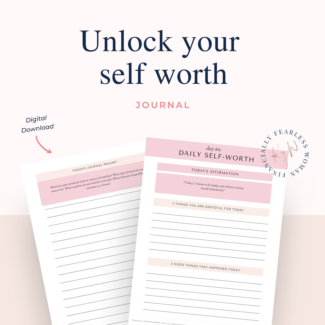 Unlock Your Self Worth Journal With Self Love Affirmations Self Esteem ...