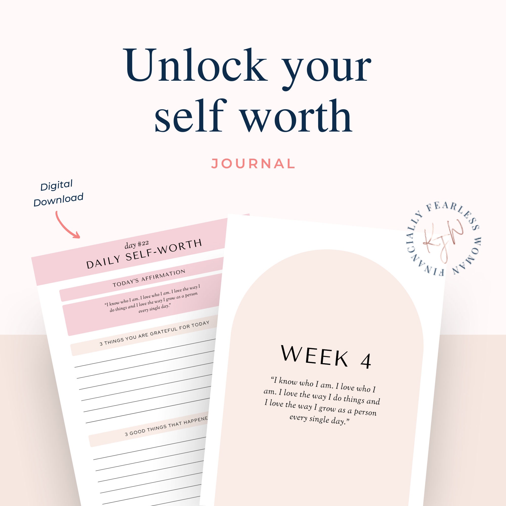 Unlock Your Self Worth Journal With Self Love Affirmations | Self ...
