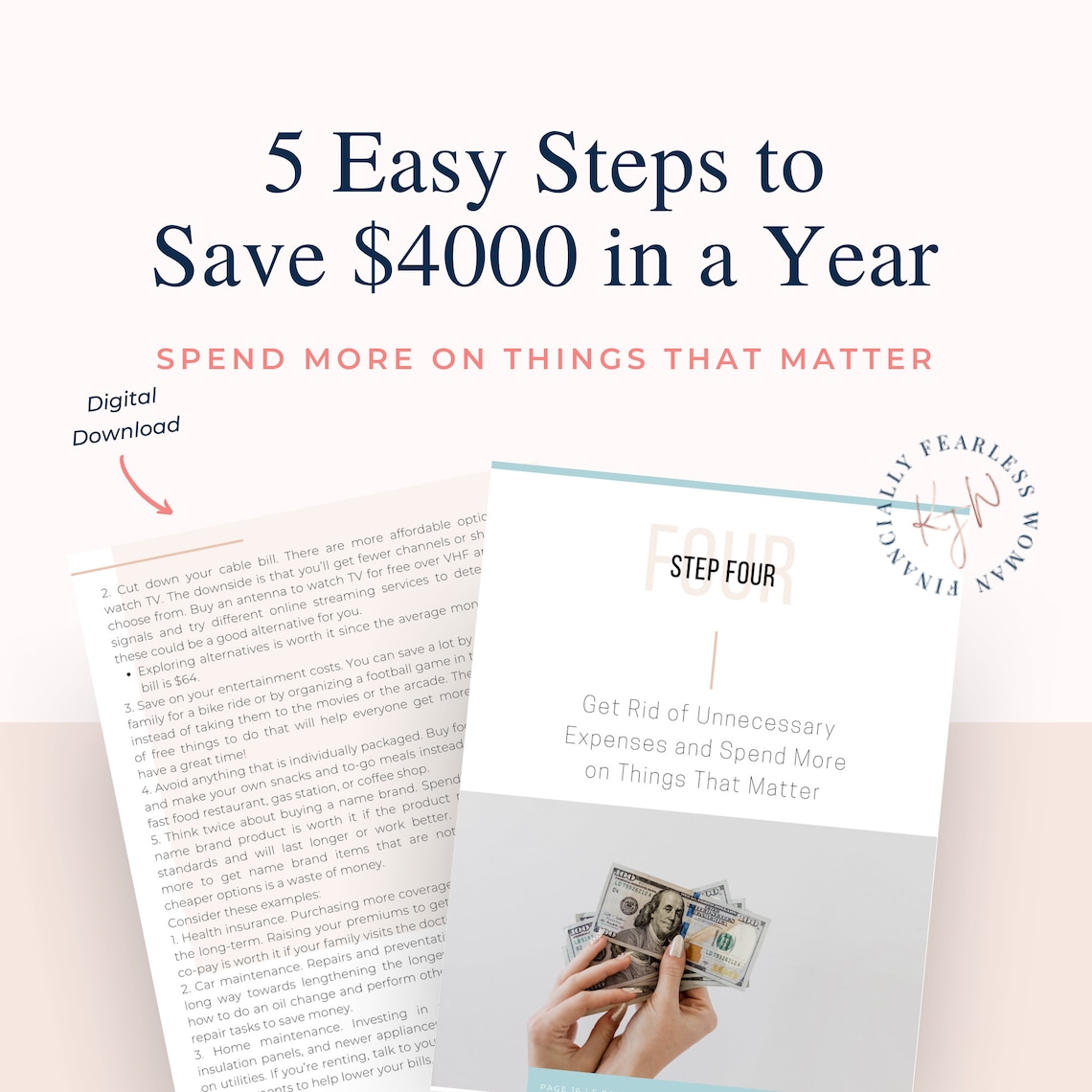 5 Easy Steps to Save 4000 Dollars in a Year Savings and - Etsy