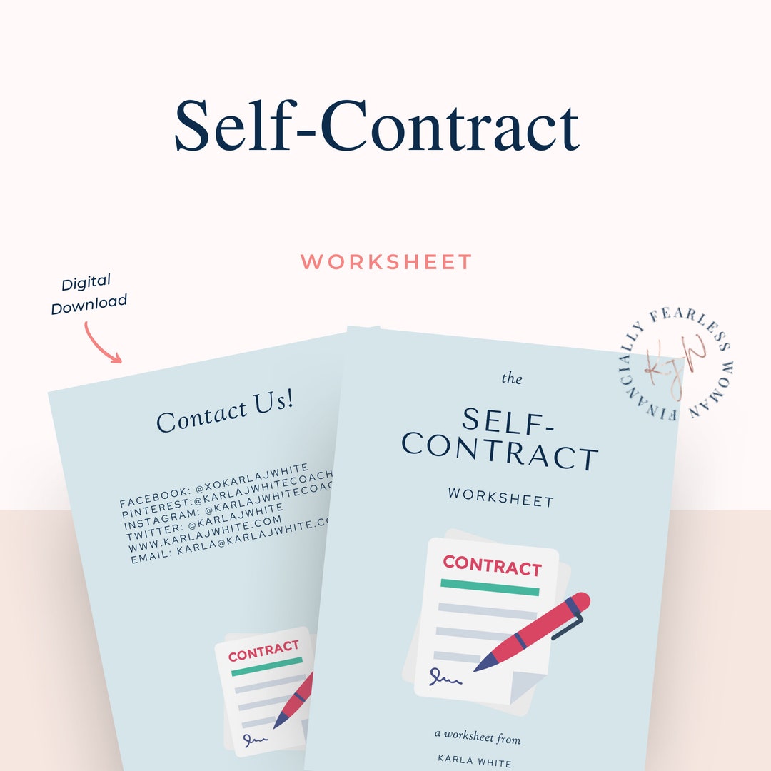 Self Contract Worksheet - Etsy