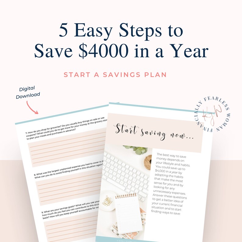5 Easy Steps to Save 4000 Dollars in a Year Savings and - Etsy