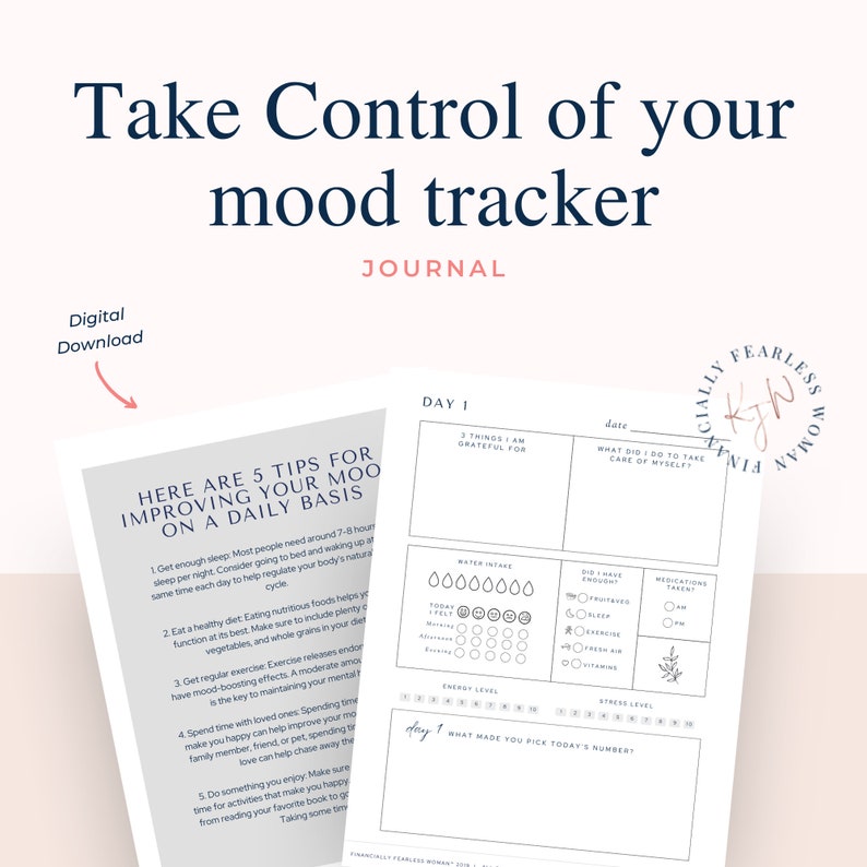 Control Your Mood Tracker Journal | 4 Week Day Mood Tracker | Monitor ...