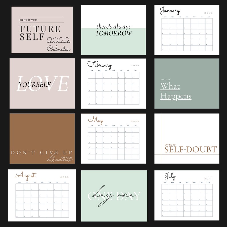 Motivational Digital Wall Planning Calendar 2022 - Etsy
