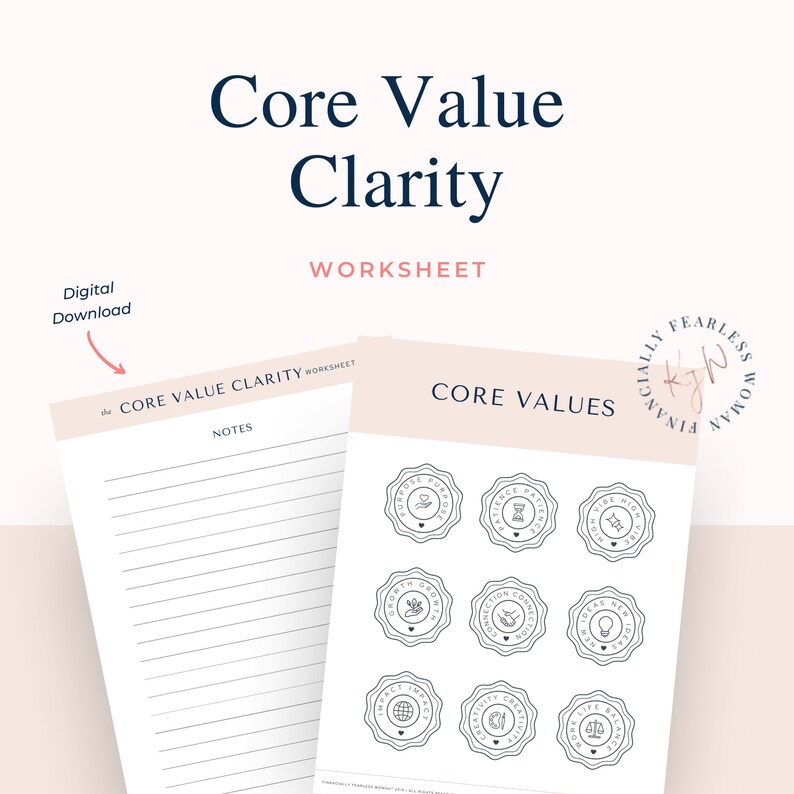 Core Value Clarity Worksheet Etsy