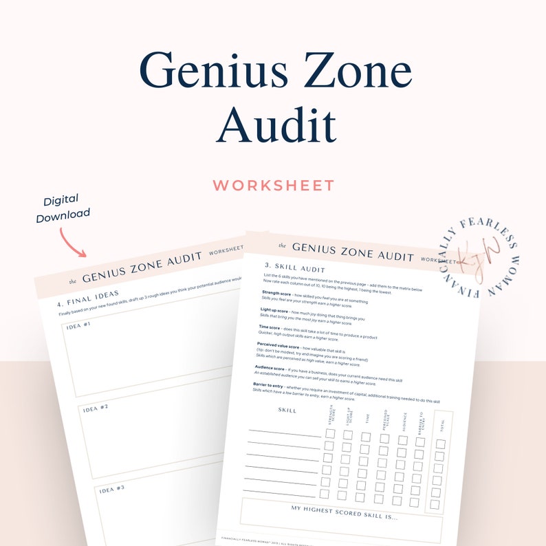 The Genius Zone Audit Worksheet - Etsy