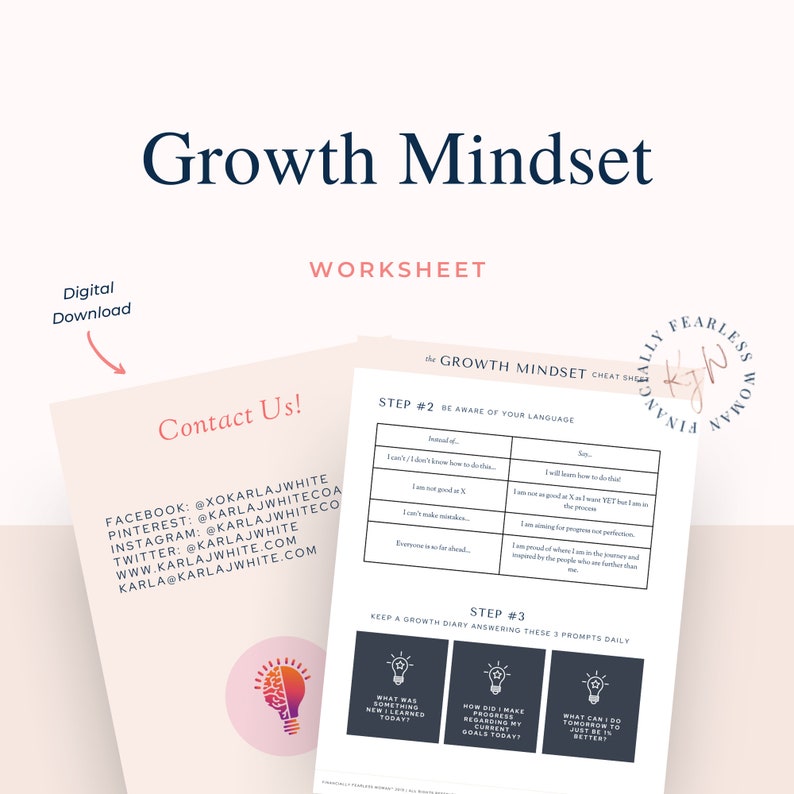 Growth Mindset Cheat Sheet - Etsy