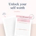 Unlock Your Self Worth Journal With Self Love Affirmations | Self ...