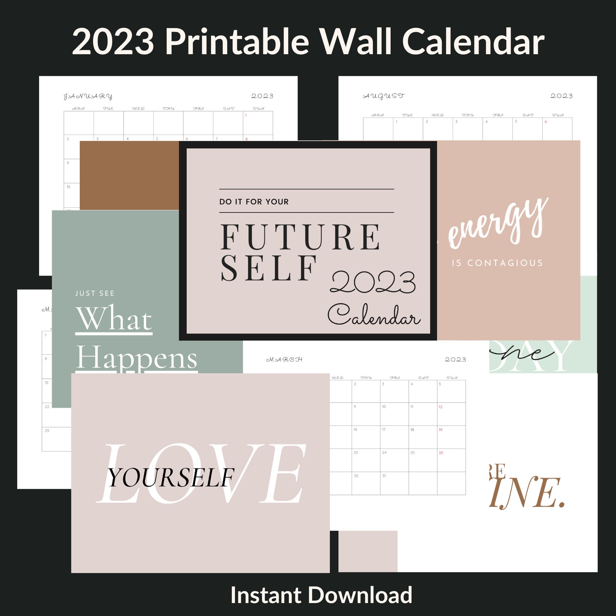 Motivational Digital Wall Planning Calendar 2023 - Etsy Motivational Digital Wall Planning Calendar 2023 - Etsy