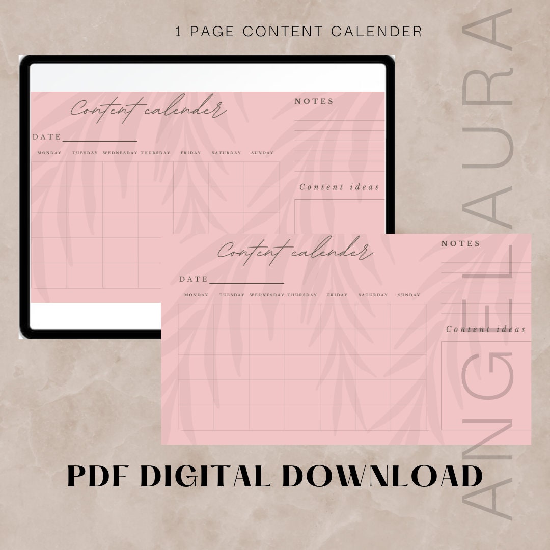 Content Calendar Pdf DIGITAL Download - Etsy UK