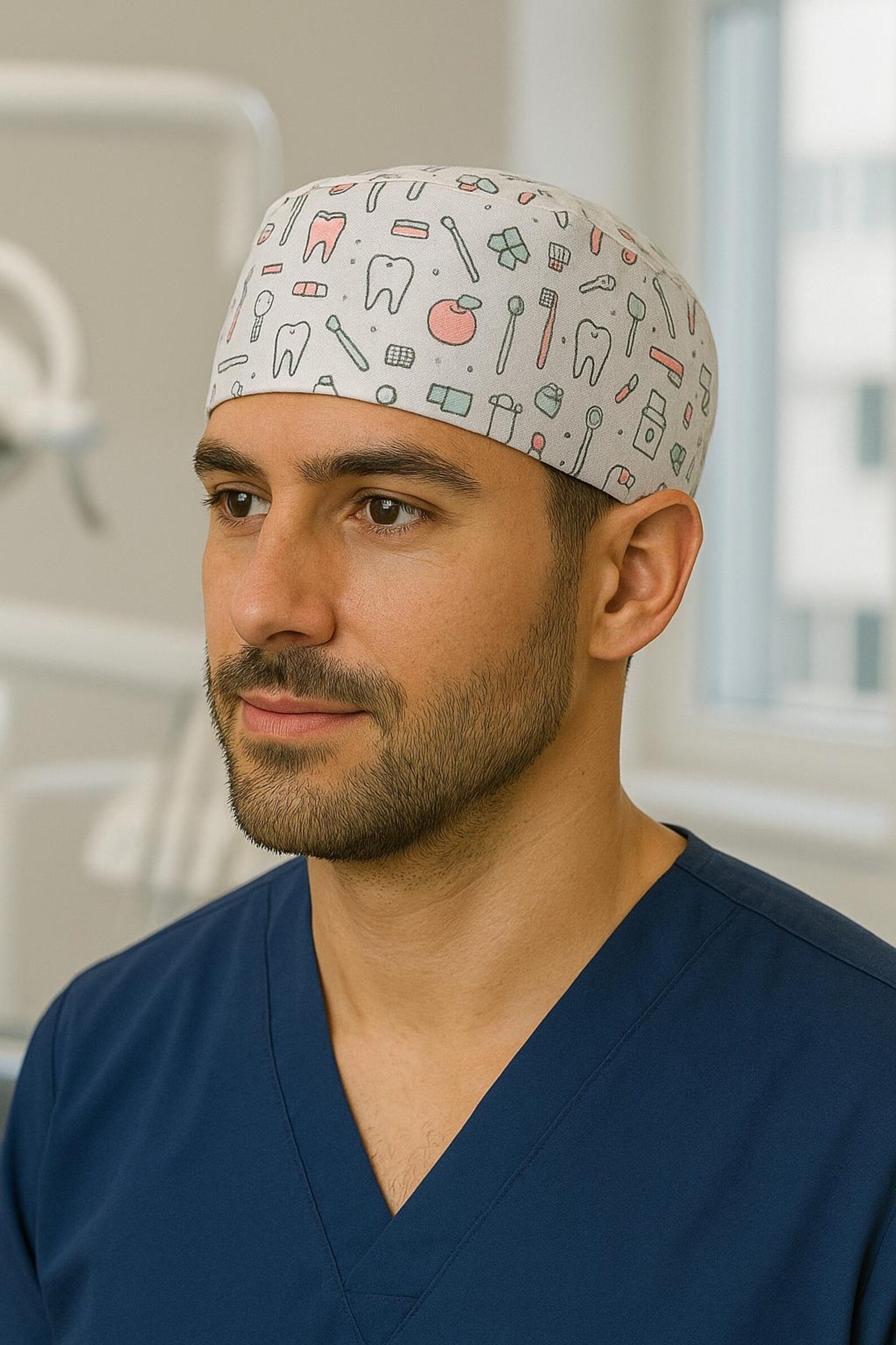 Tooth Print Dental Scrub Cap: Cotton Dentist/hygienist Hat - Etsy