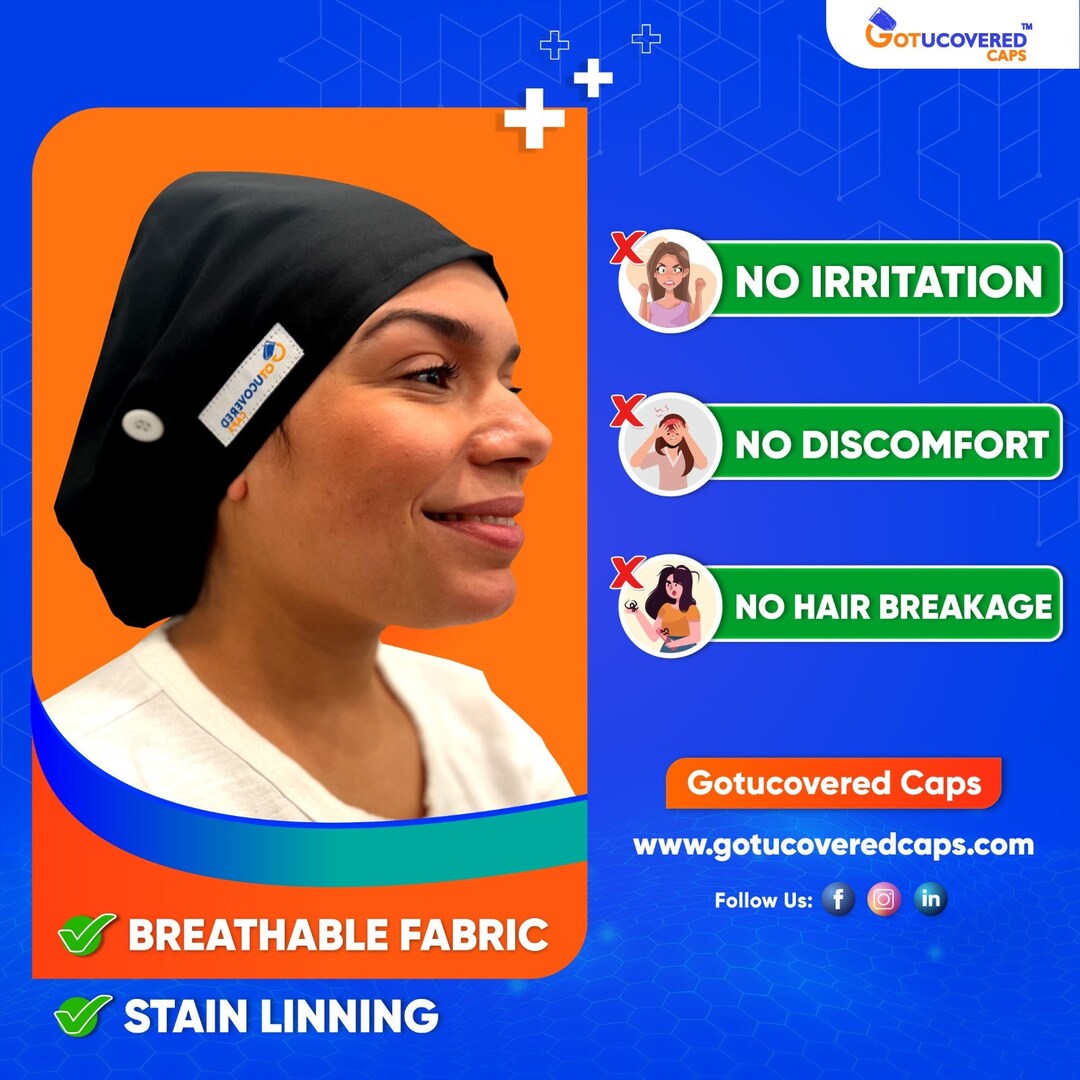 Silk Lined Scrub Hats for Women | Satin Lining Scrub Caps With Buttons ...