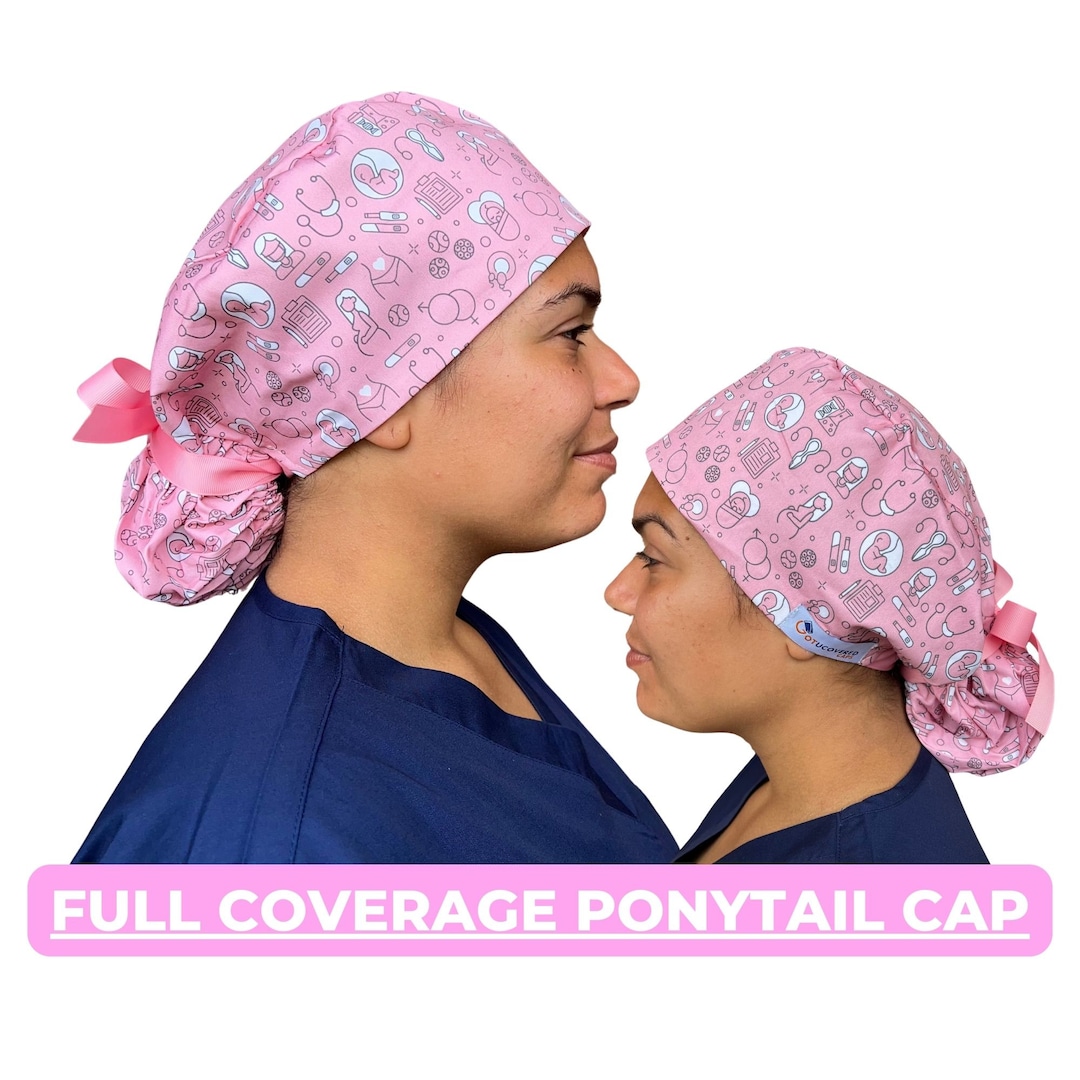 WOMEN'S PONYTAIL Scrub Cap for Labor and Delivery Nurses || Scrub Caps ...