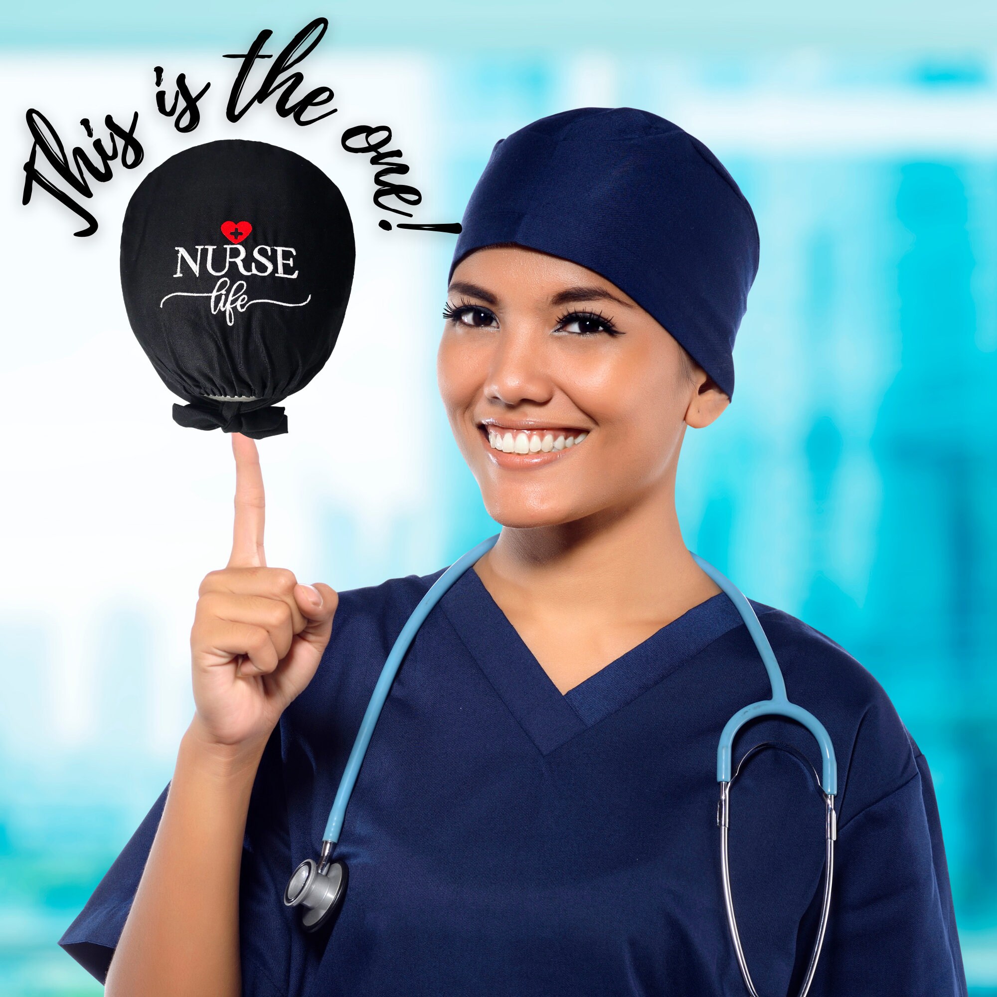Black Scrub Cap With Nurse Life Embroidery Cute Nurses Cap - Etsy