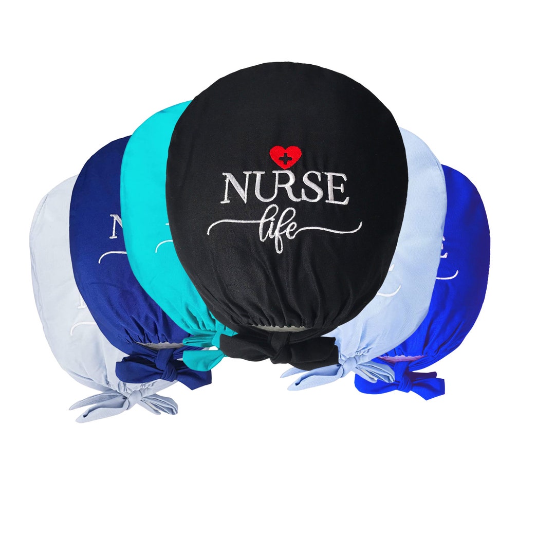 Embroidered Nurse Scrub Cap: Tie-back Surgical Cap With Sweatband - Etsy