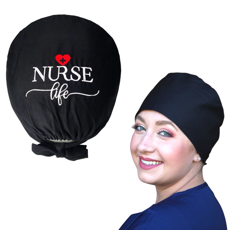 Black Scrub Cap With Nurse Life Embroidery Cute Nurses Cap - Etsy