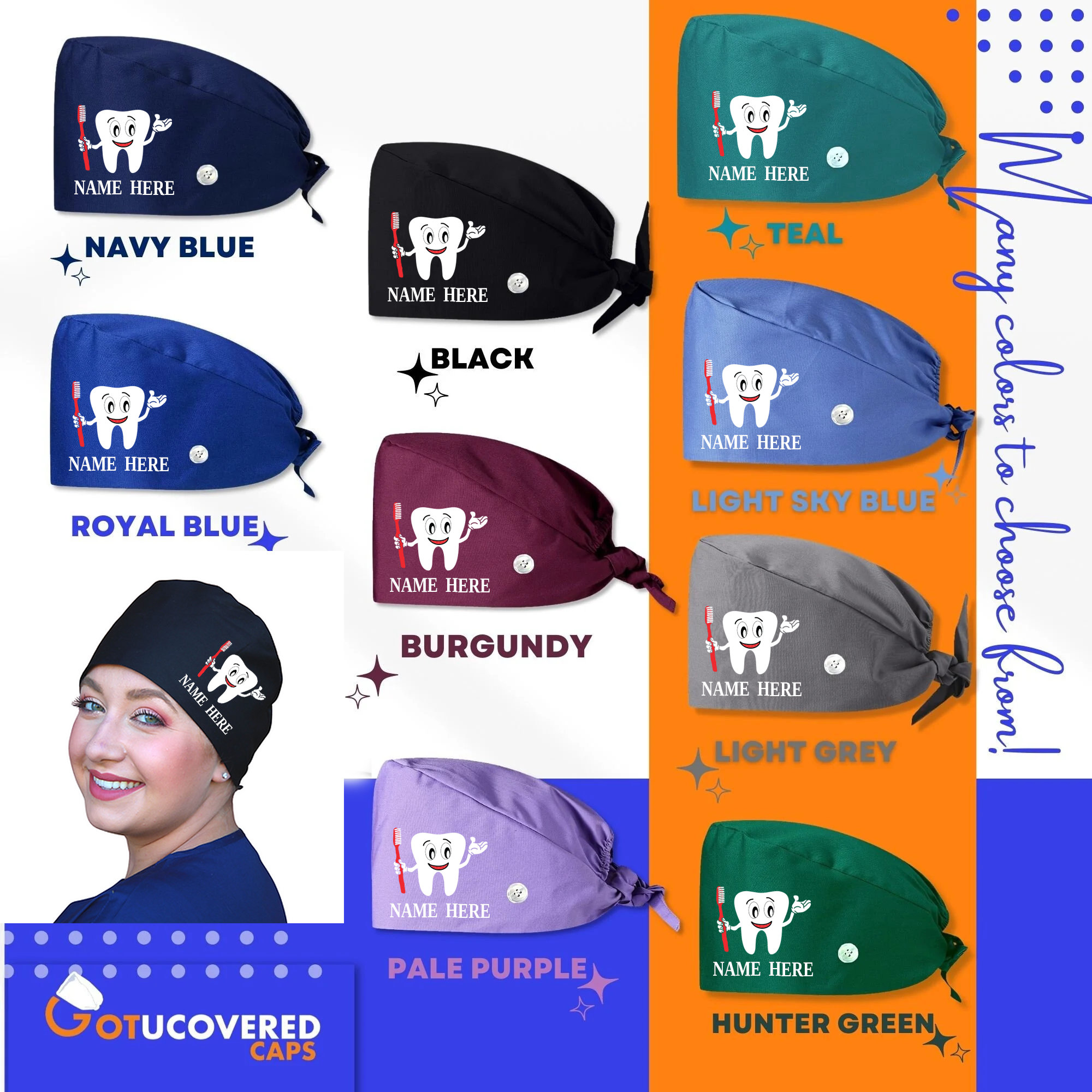 Custom Surgical Scrub Cap for Dentist Dental Hygienist Gift Dental ...