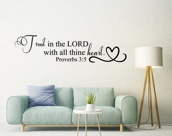 Christian Wall Decal Trust in the Lord, Religious Vinyl Wall Lettering ...