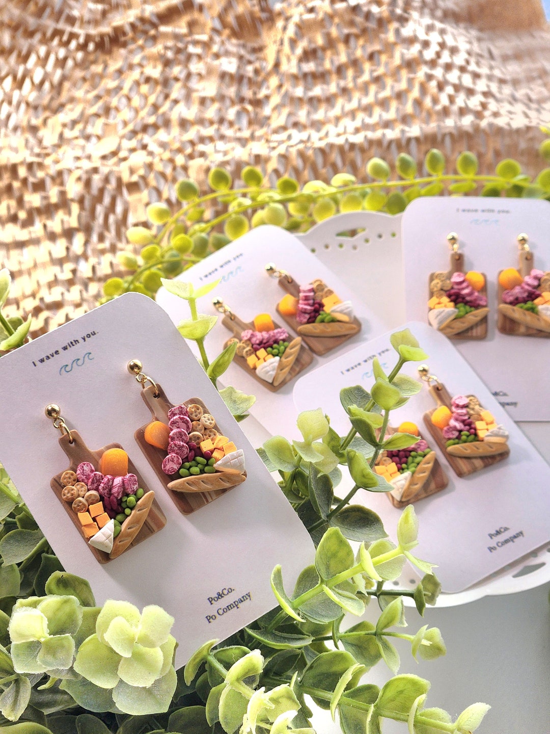 Handmade Clay Charcuterie Earrings - Meat & Cheese Boards / Aretes De ...