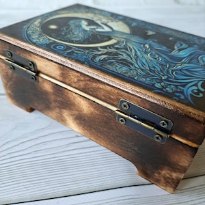 Personalized Wooden Keepsake Box Tarot Card Box Moon Goddess Tarot Card ...