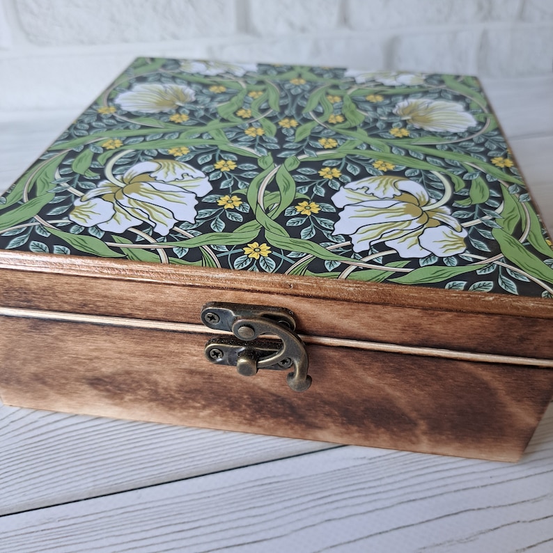 Personalized Wooden Tea Box William Morris Tea Storage Pimpernel Tea ...