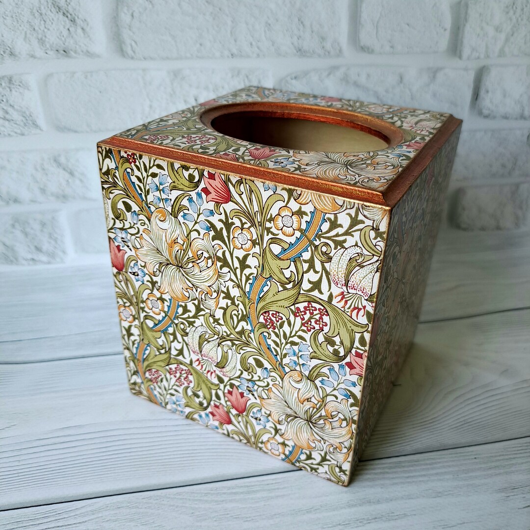 William Morris Tissue Box Wooden Tissue Storage Holder Golden Lily ...