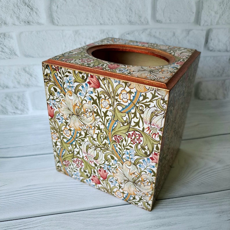 William Morris Tissue Box Wooden Tissue Storage Holder Golden Lily ...