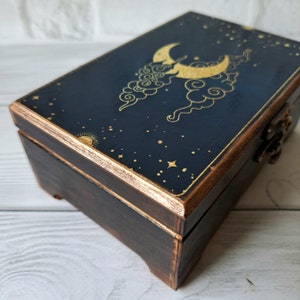 Moon Tarot Card Box Personalized Wooden Keepsake Box Stars Tarot Card ...