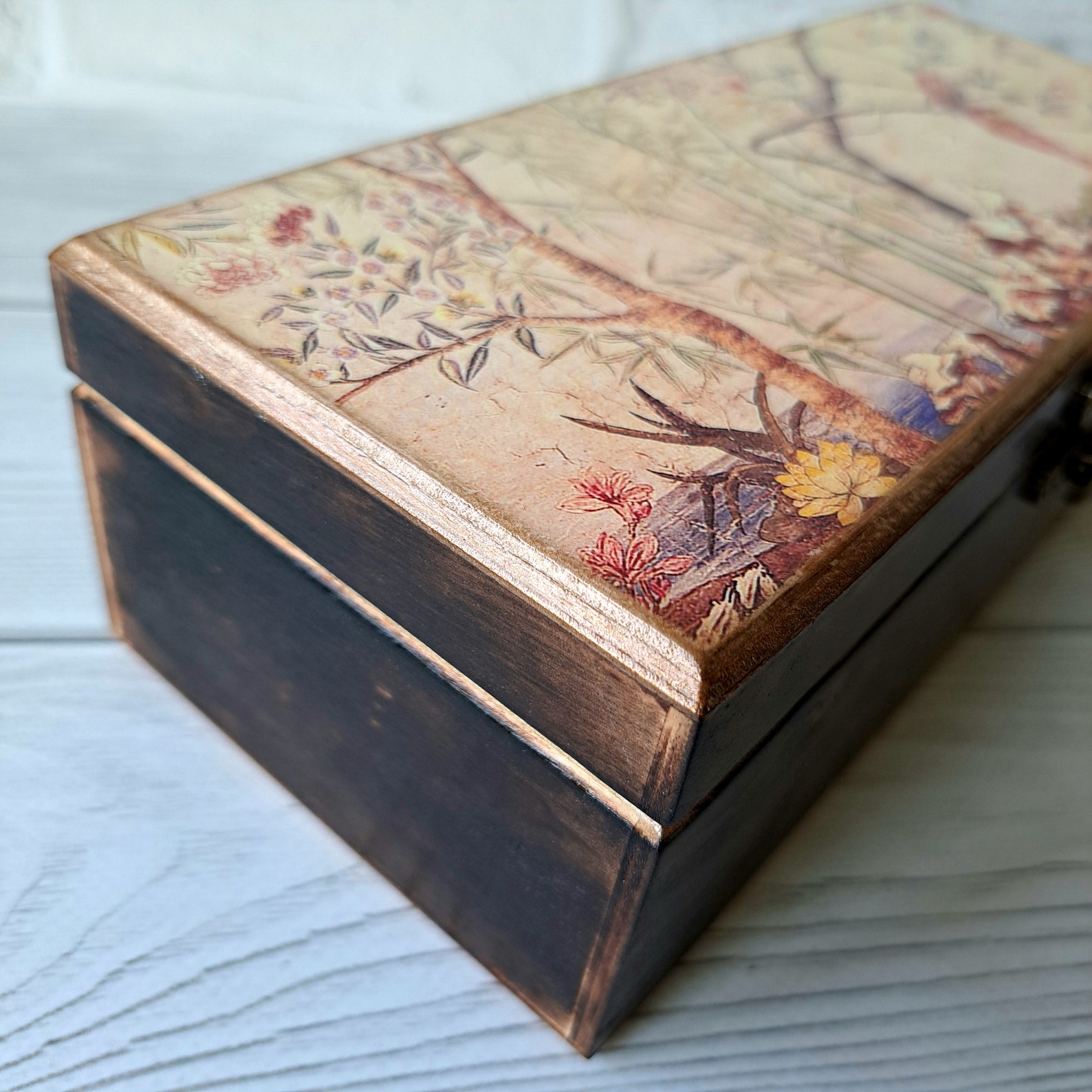 Chinese Wooden Tea Box Personalized Tea Bag Organizer Oriental Decor ...