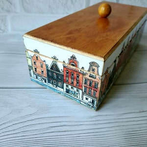 Personalized Wooden Tea Box Amsterdam Houses Tea Storage With Slots Tea ...