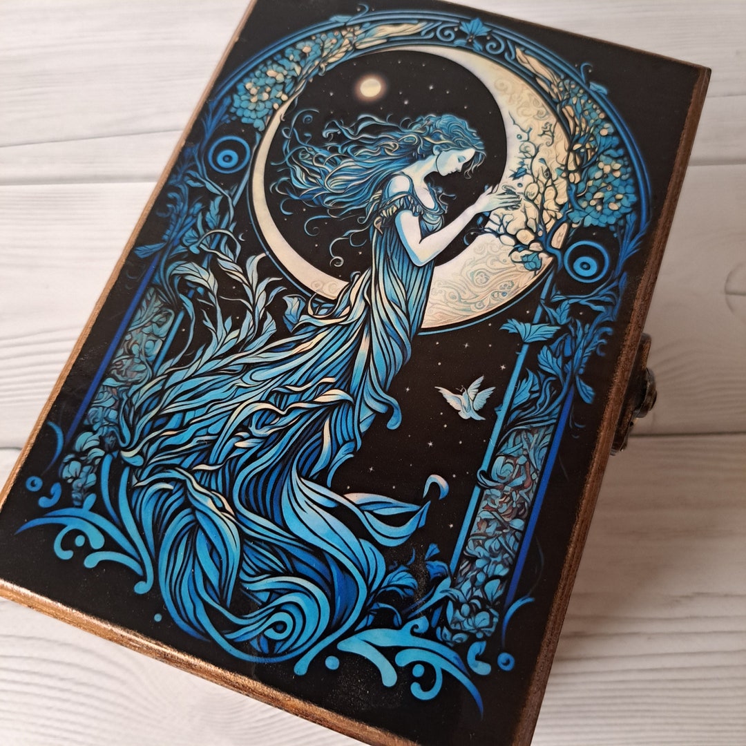 Personalized Large Tarot Card Box Manifestation Box Moon Tarot Card ...