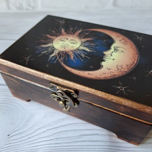 Personalized Tarot Card Box Moon Wooden Keepsake Box Sun Tarot Card ...