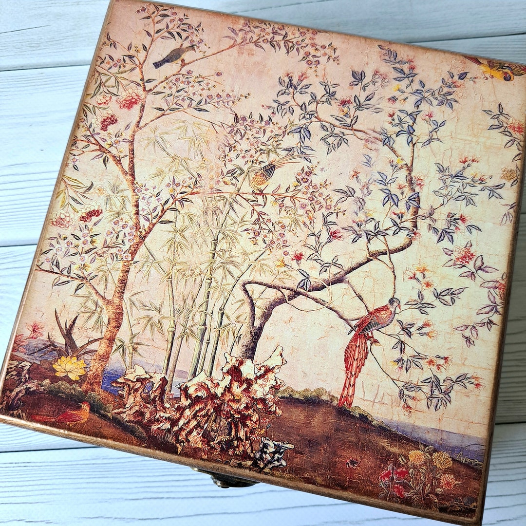 Chinese Wooden Tea Box Personalized Tea Bag Organizer Oriental Decor ...